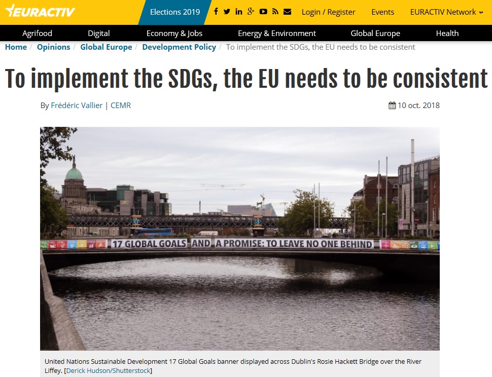 Frédéric Vallier: “To implement the SDGs, the EU needs to be consistent ...